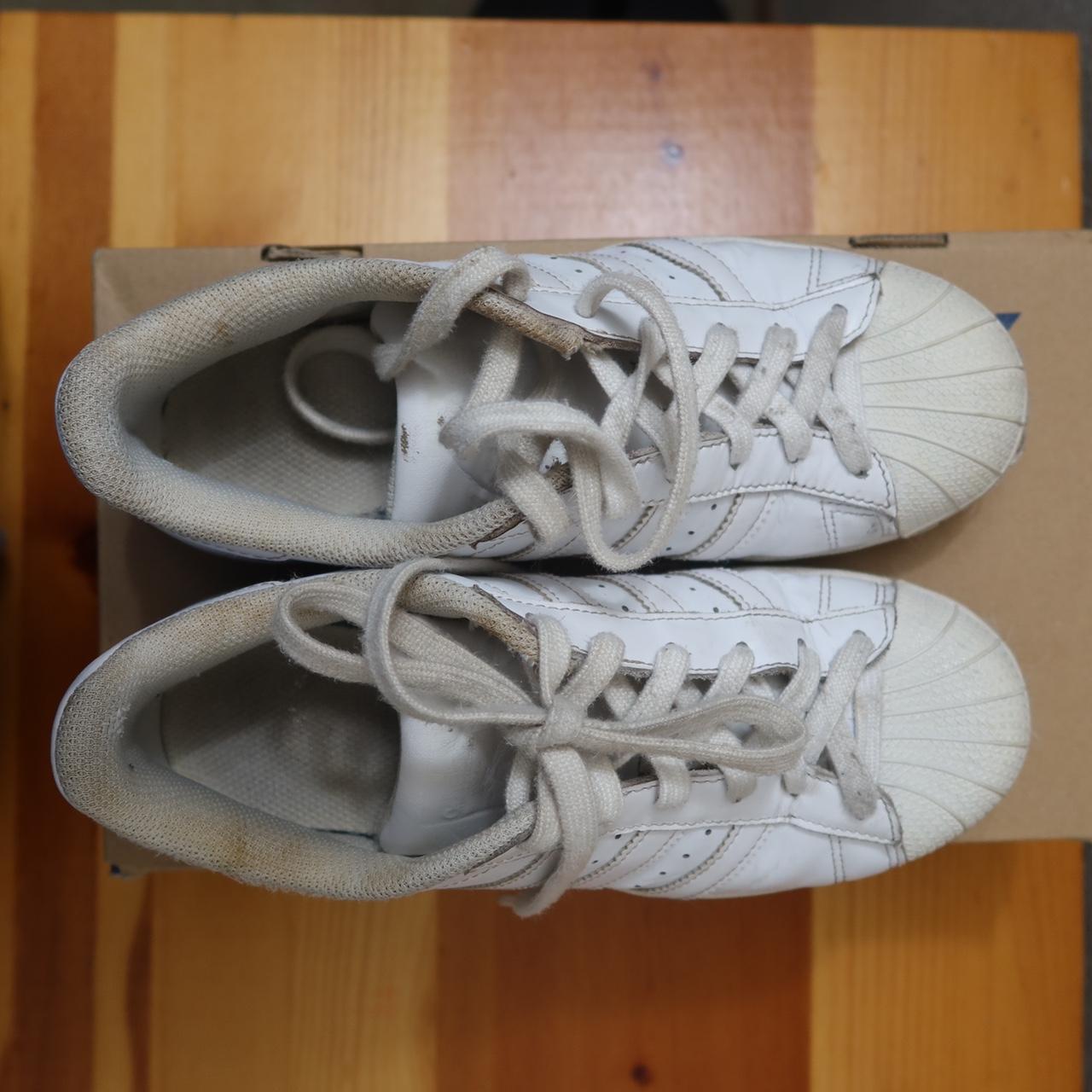 Adidas all-white superstars 🌟 - Size 4 - Length of... - Depop