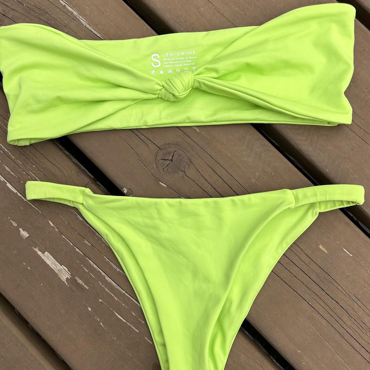 Leni swims bikini Light bright green Only worn... - Depop