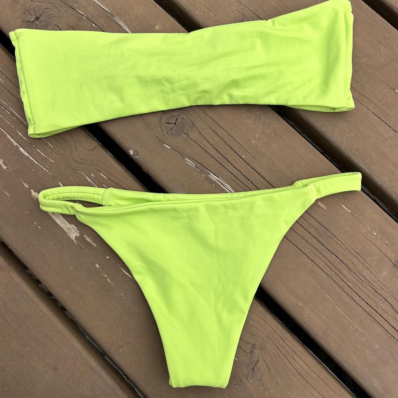 Leni swims bikini Light bright green Only worn... - Depop