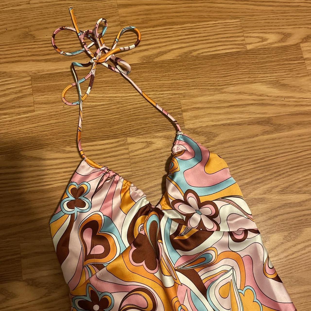 DM BEFORE BUYING! - Disco Halter Groovy Floral... - Depop