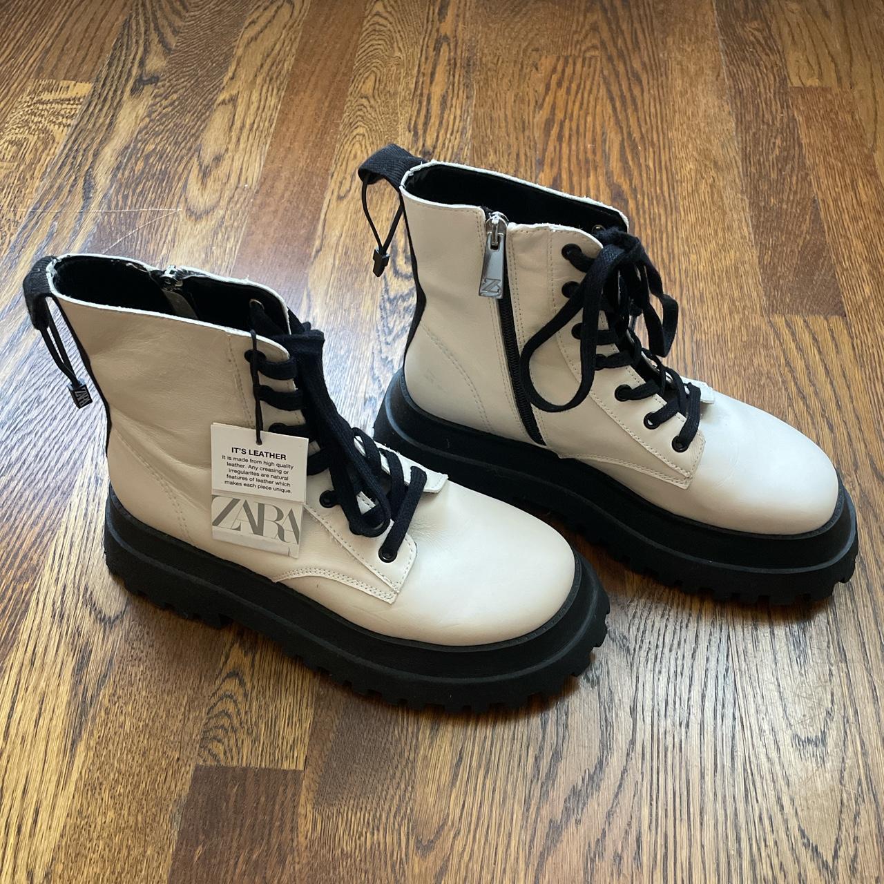 ZARA WHITE PLATFORM LEATHER BOOTS (REAL LEATHER)... - Depop
