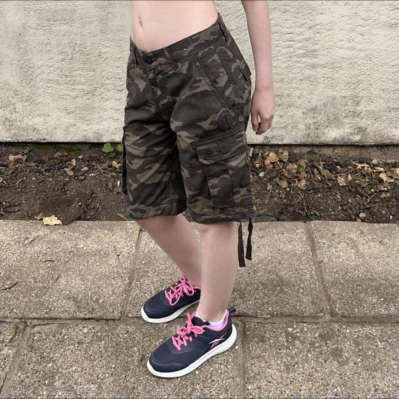 camouflage cargo jorts waist 29” length 21” seen on... - Depop