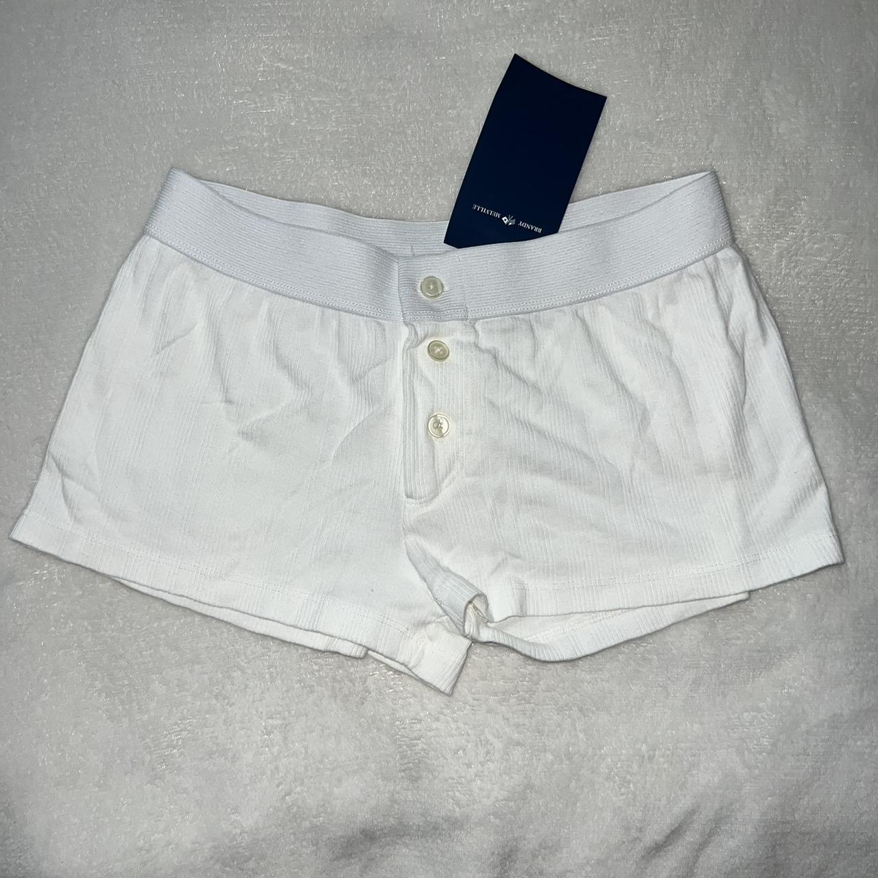 Brandy Melville boxer shorts with waistband white... - Depop