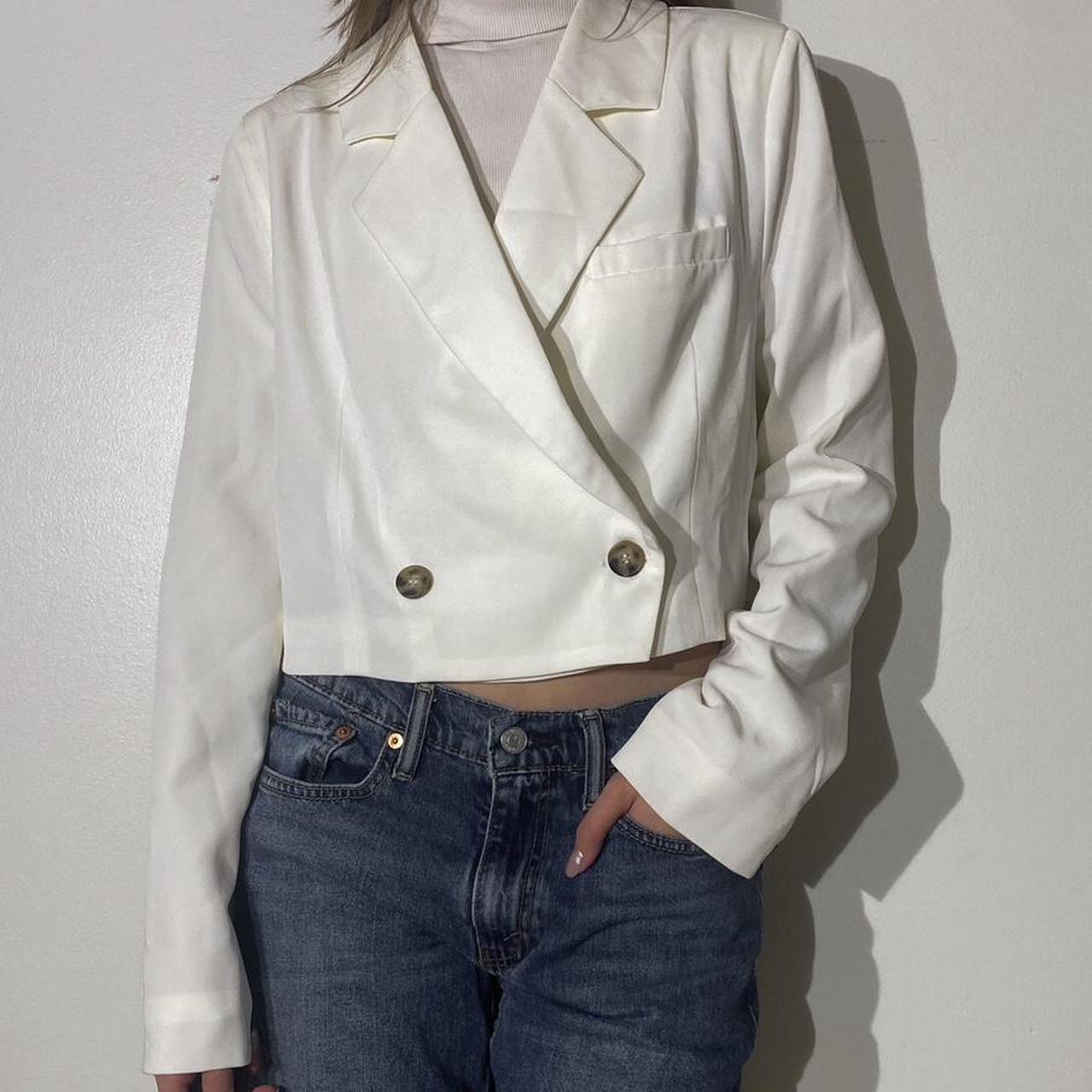 perfect cropped white blazer from crescent new with... - Depop