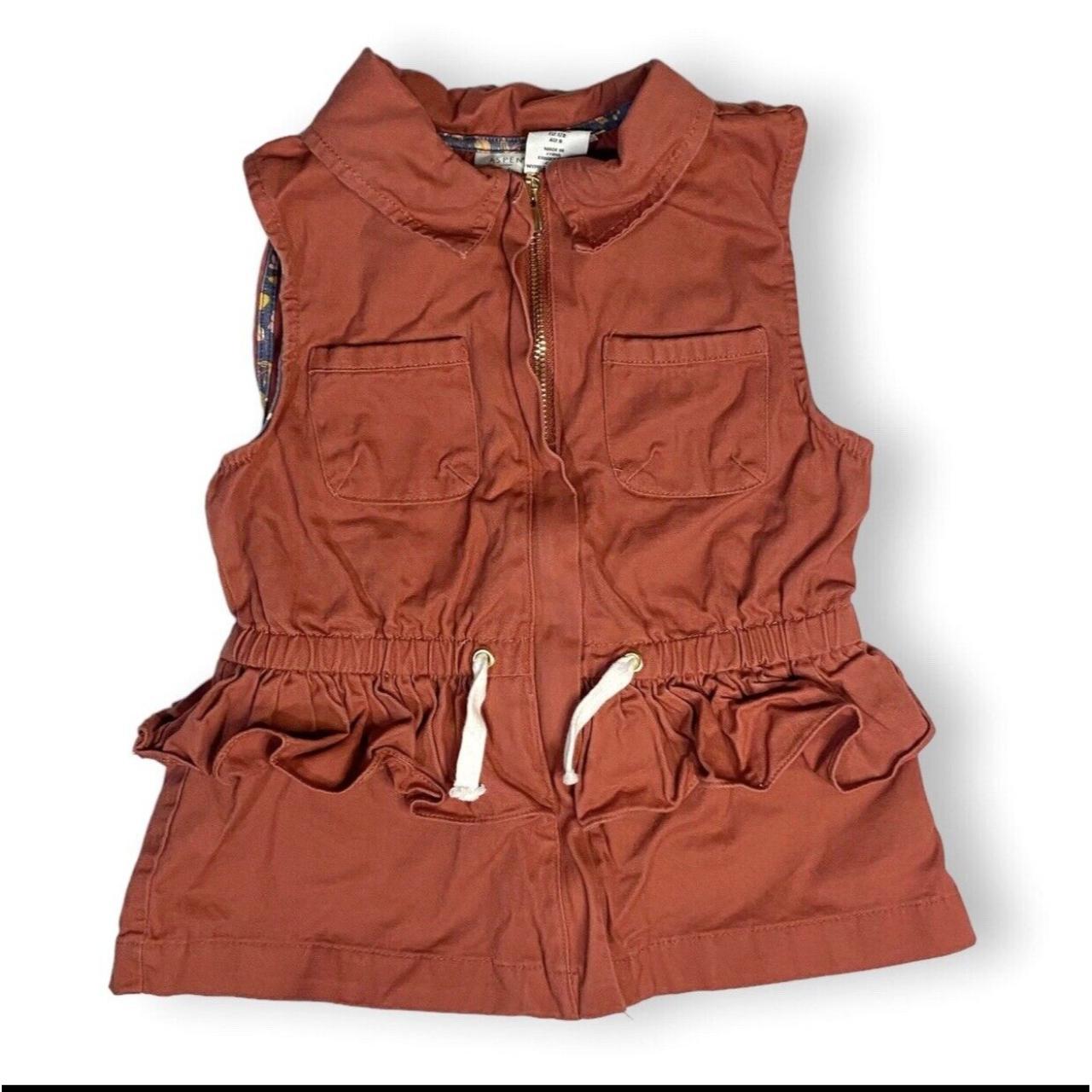 Aspen Kids Sleeveless Rust orange/red Color Zip Up... - Depop
