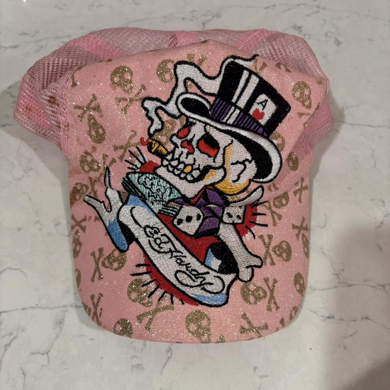 PINK ED HARDY HAT It has stains on the left side of... - Depop