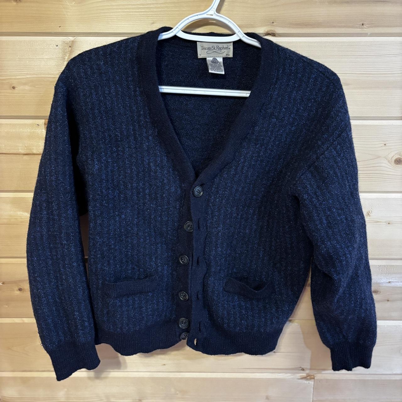 Dark blue and light pretty blue wool cardigan She so... - Depop
