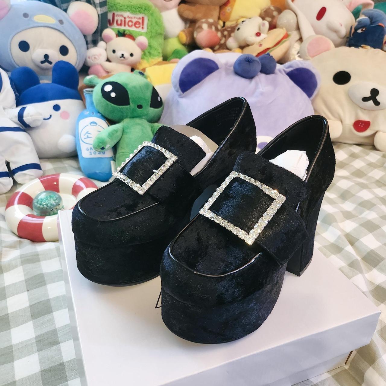 Y.R.U. / Dollskill Velvet Rhinestone Oxford Platform... | Depop