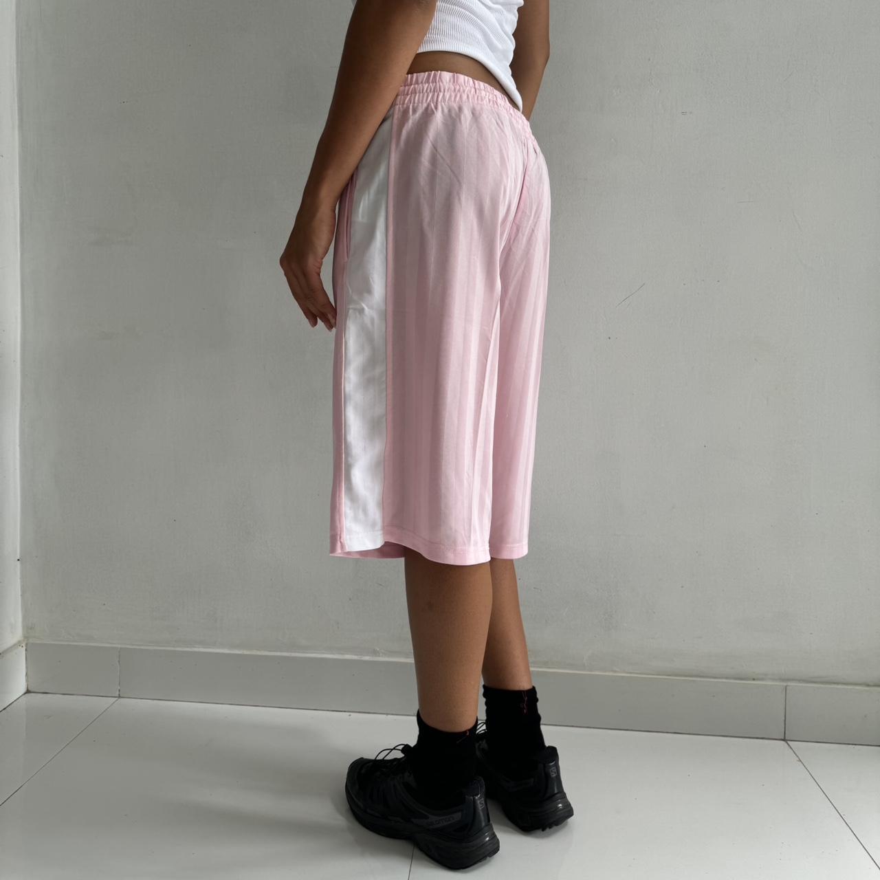 Pink and white striped basketball shorts Unbranded... | Depop