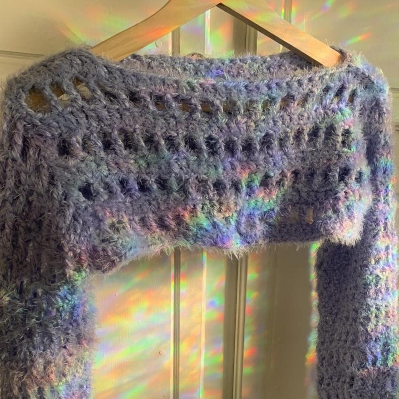 Crochet purple shrug XS/S 🫧 Cozy handmade shrug... | Depop