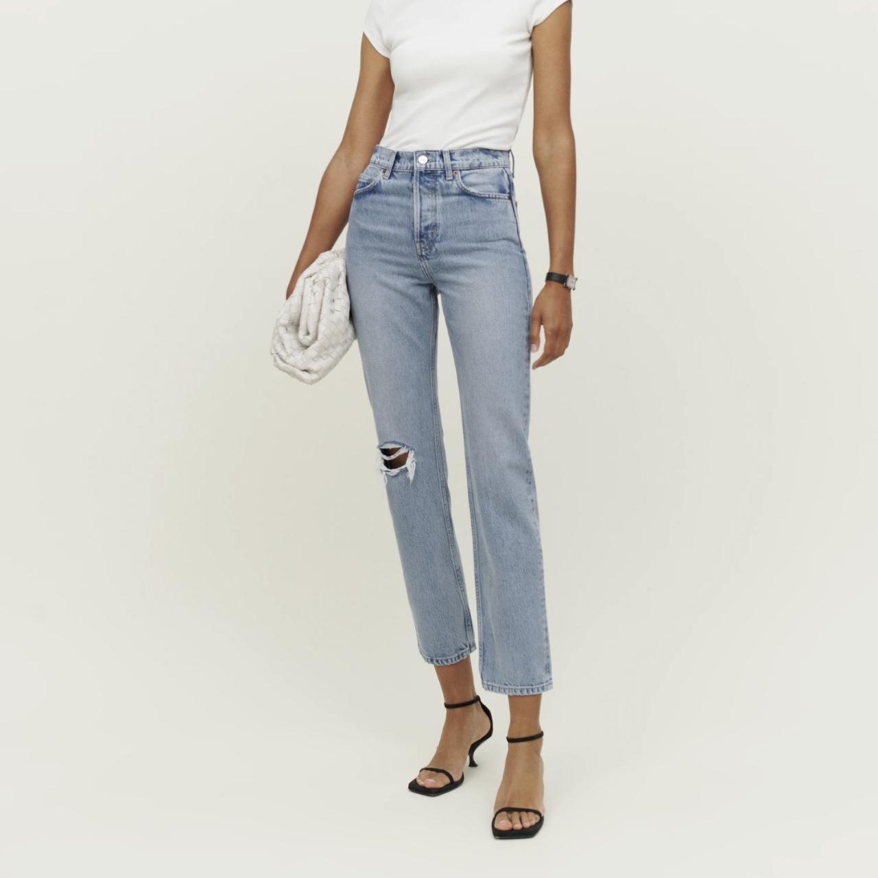 Reformation Women's Blue Jeans | Depop