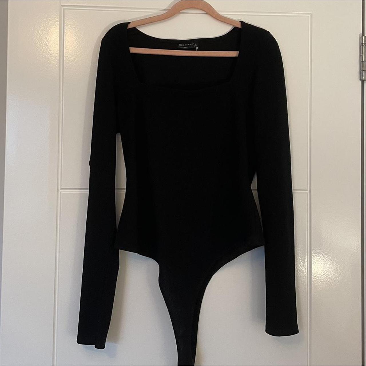 ASOS black thong square-neck bodysuit #asos... - Depop