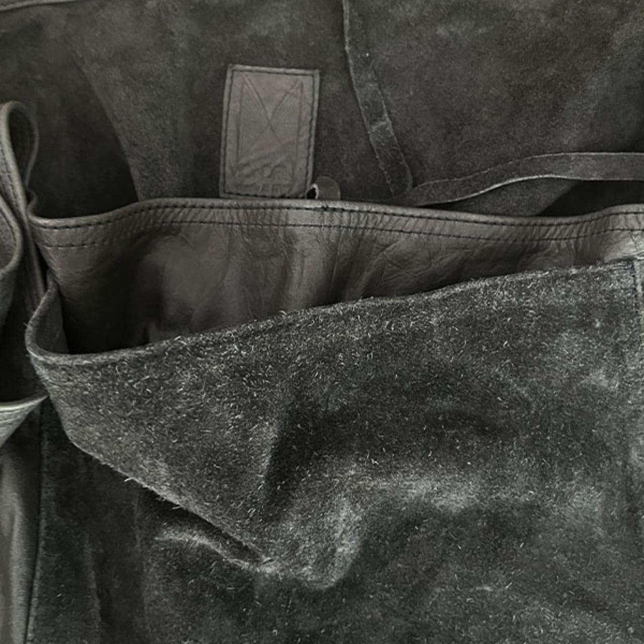 Mondrina Leather and Suede Hobo Bag. Tie closure,... - Depop