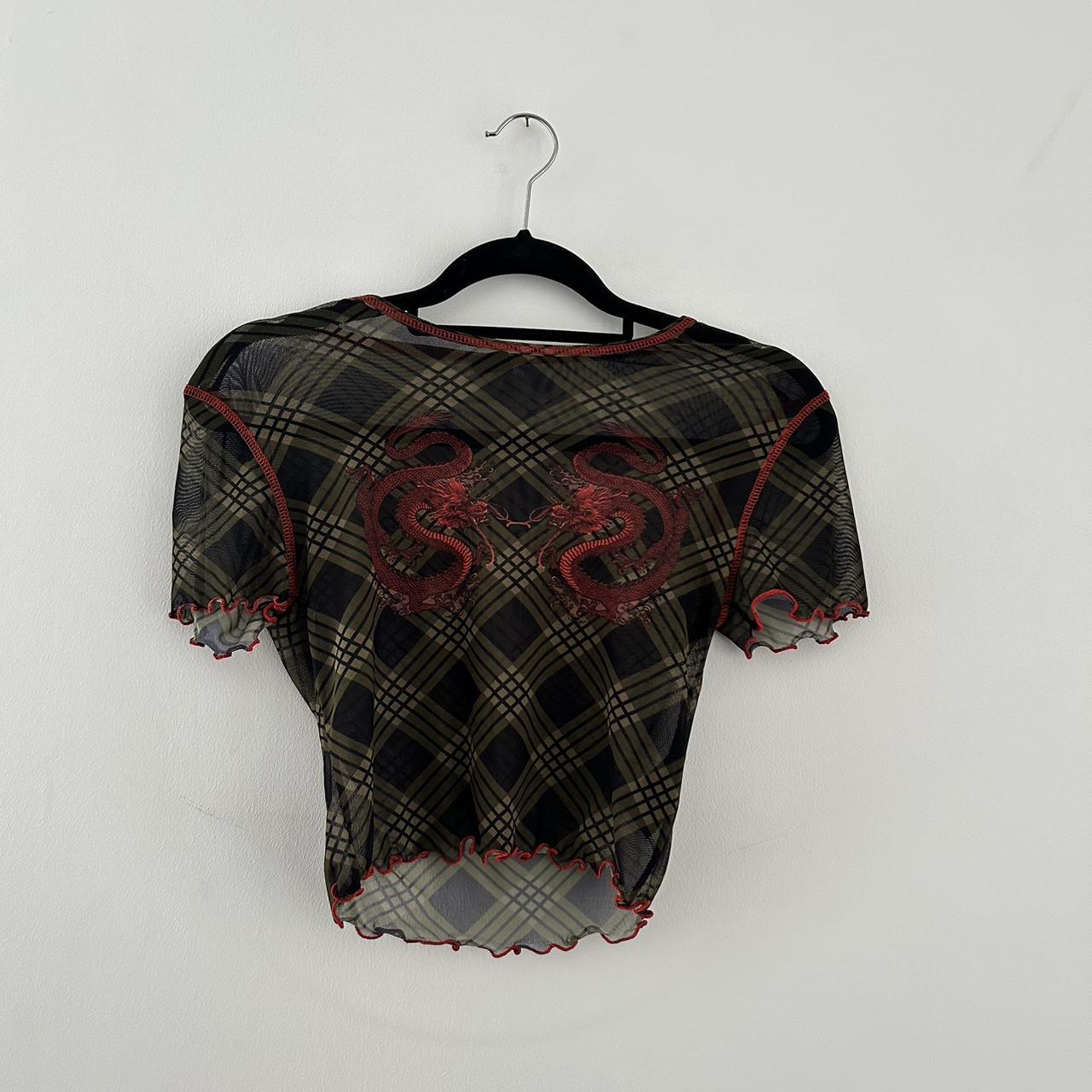 Urban Outfitters Red Dragon Mesh Top Size Small... - Depop
