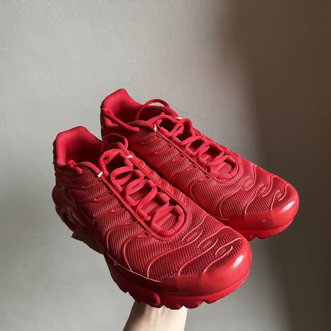 Red tns, worn once :) size 6Y - Depop