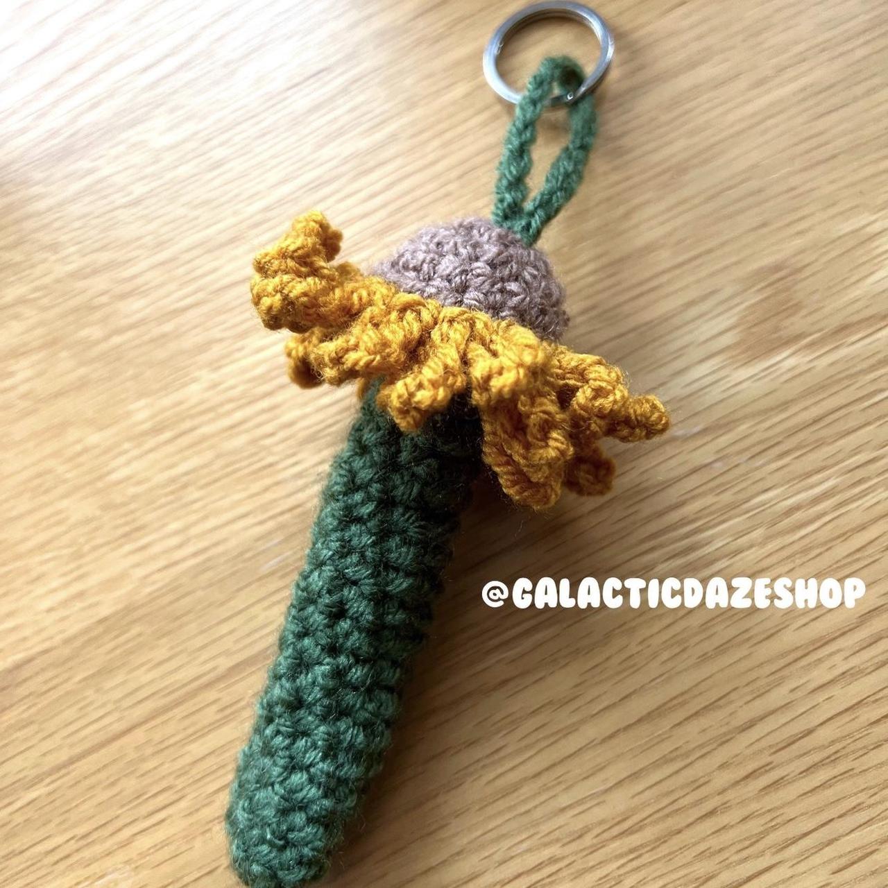 Handmade crochet sunflower vape holder keyring Made... - Depop