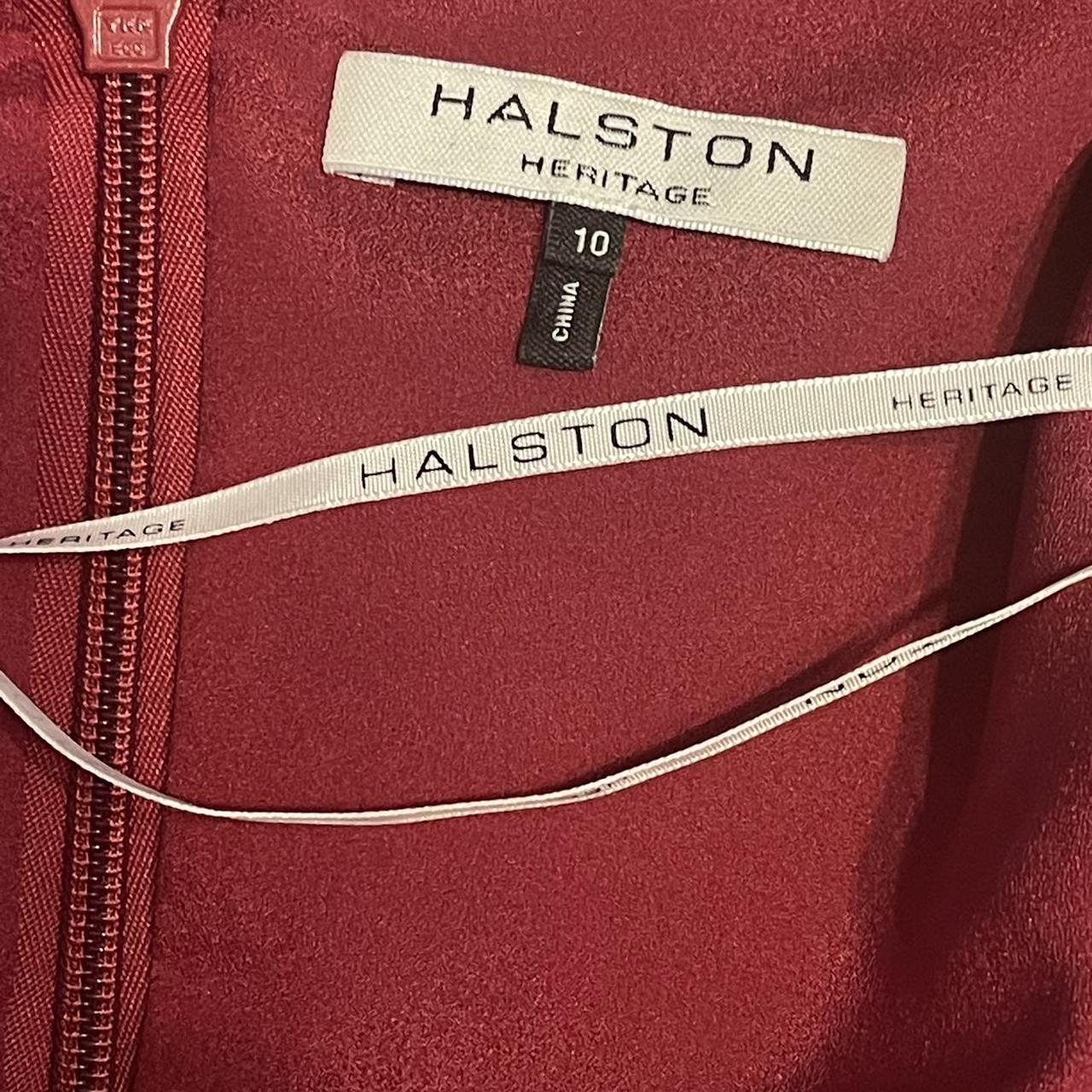 Halston Women's Red and Burgundy Dress | Depop