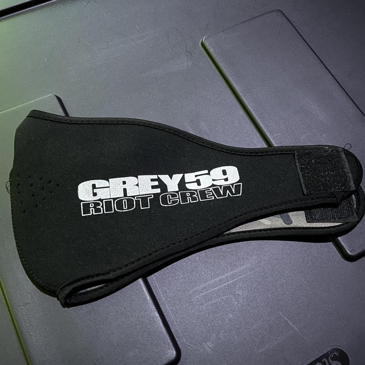 GREY FIVE NINE IRREVERSIBLE RIOT CREW MASK BLACK AND... - Depop