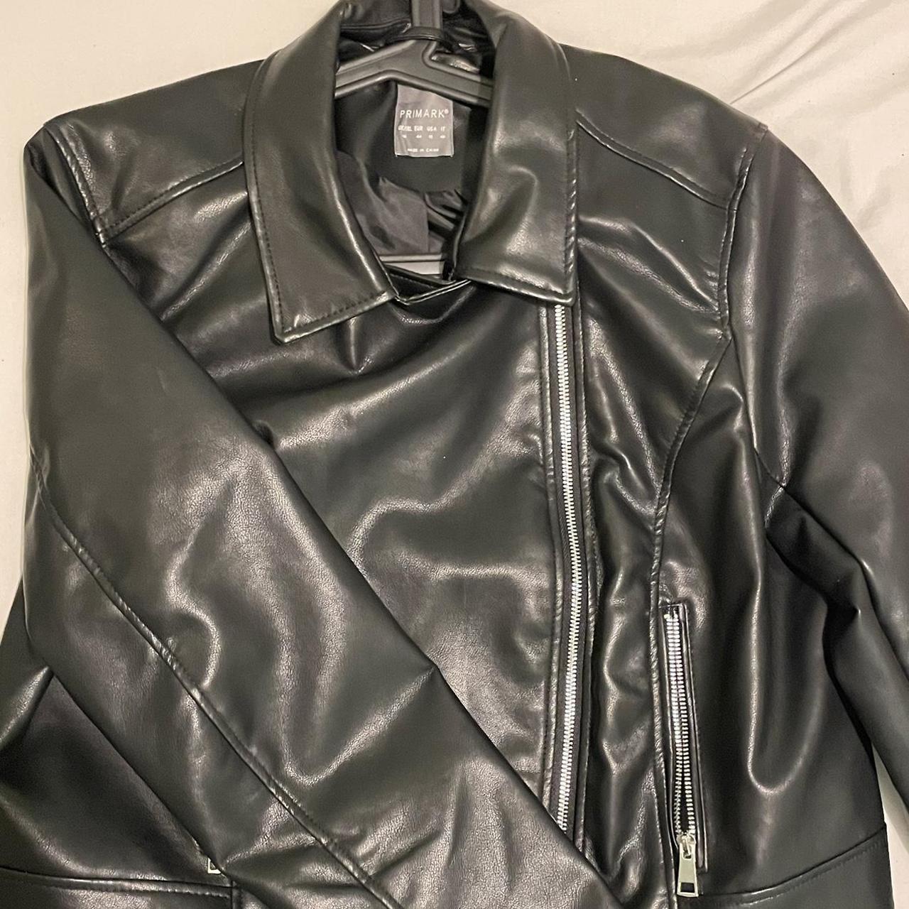 Black Faux Leather Jacket Size 16 but will fit lots... - Depop