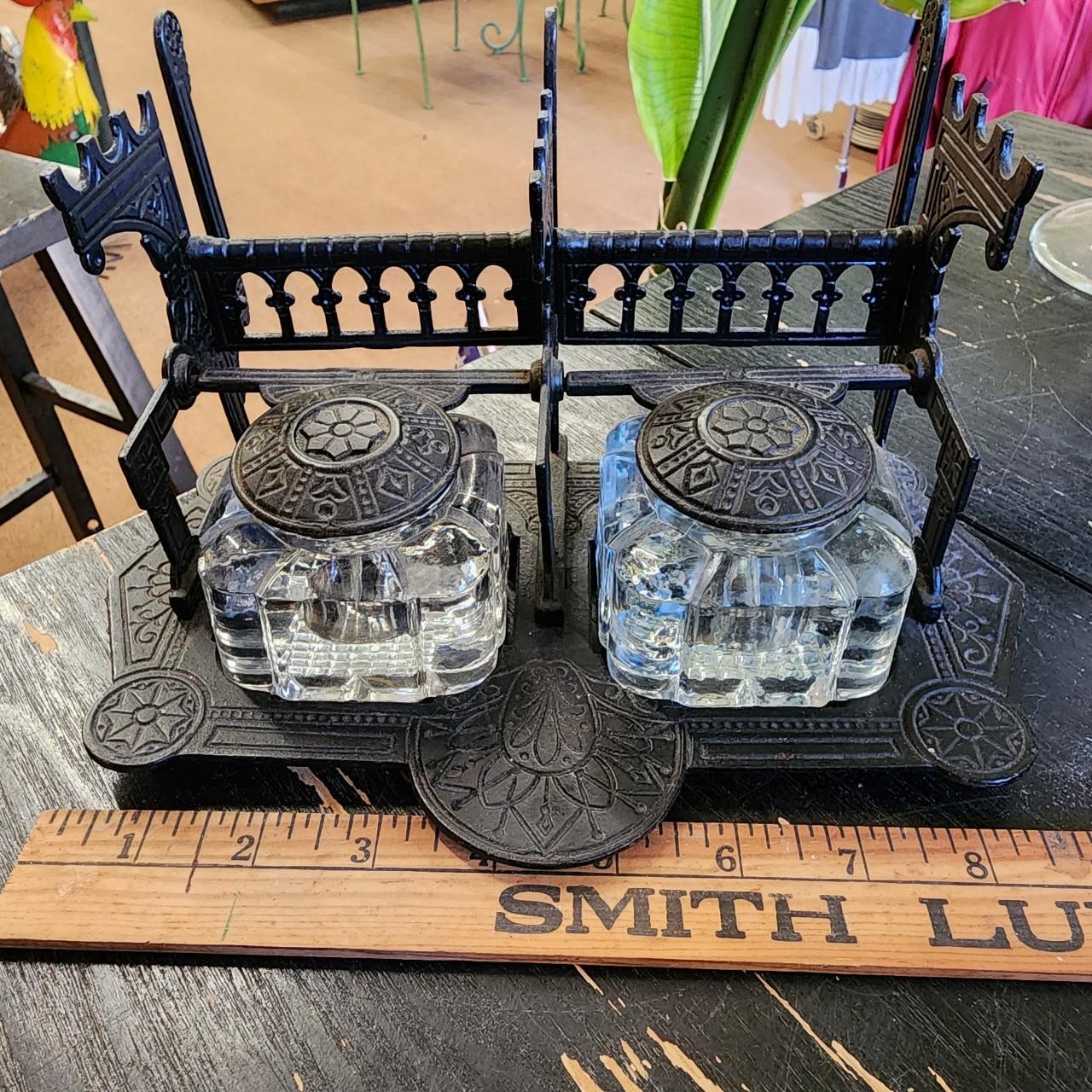 Vintage Art Deco double inkwell. Inkwell has two... - Depop