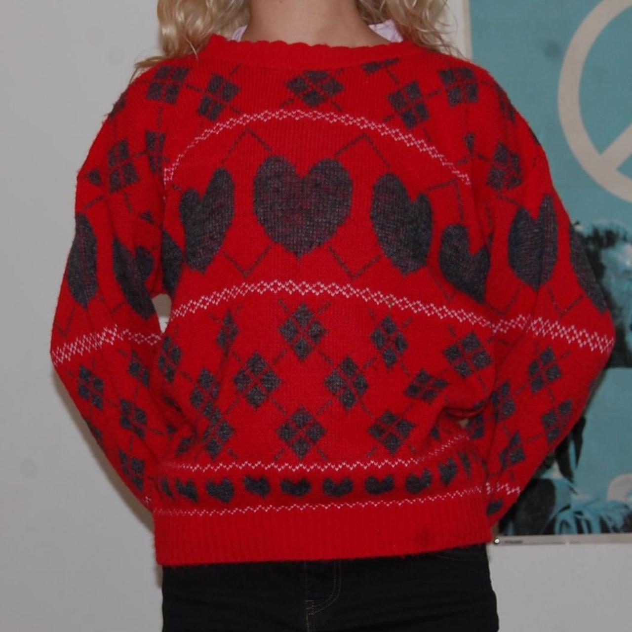 true vintage red heart sweater♥️ #coqutte... - Depop