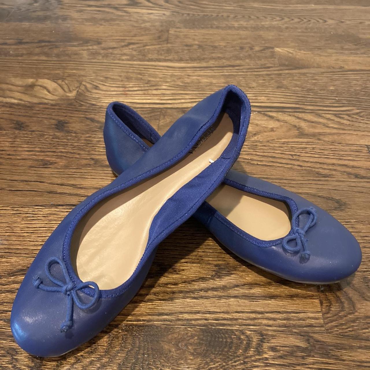 Beautiful cobalt blue leather ballet flats. NEVER... - Depop