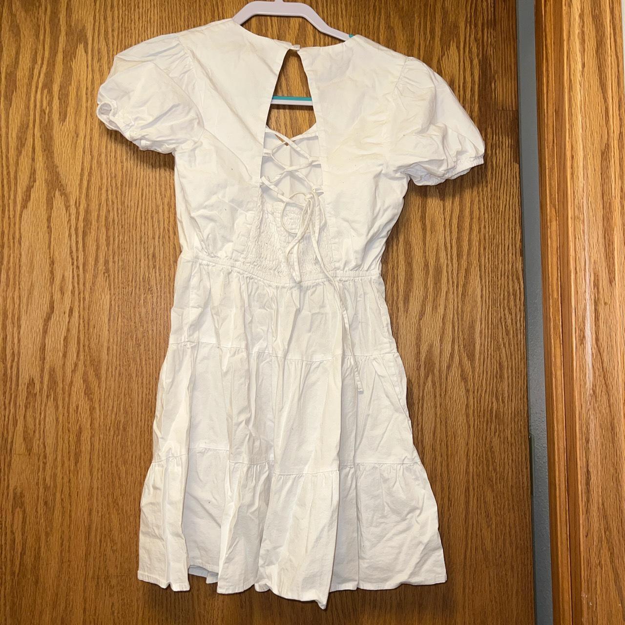 Cute White Summer Dress With Open Tied Back Size Depop