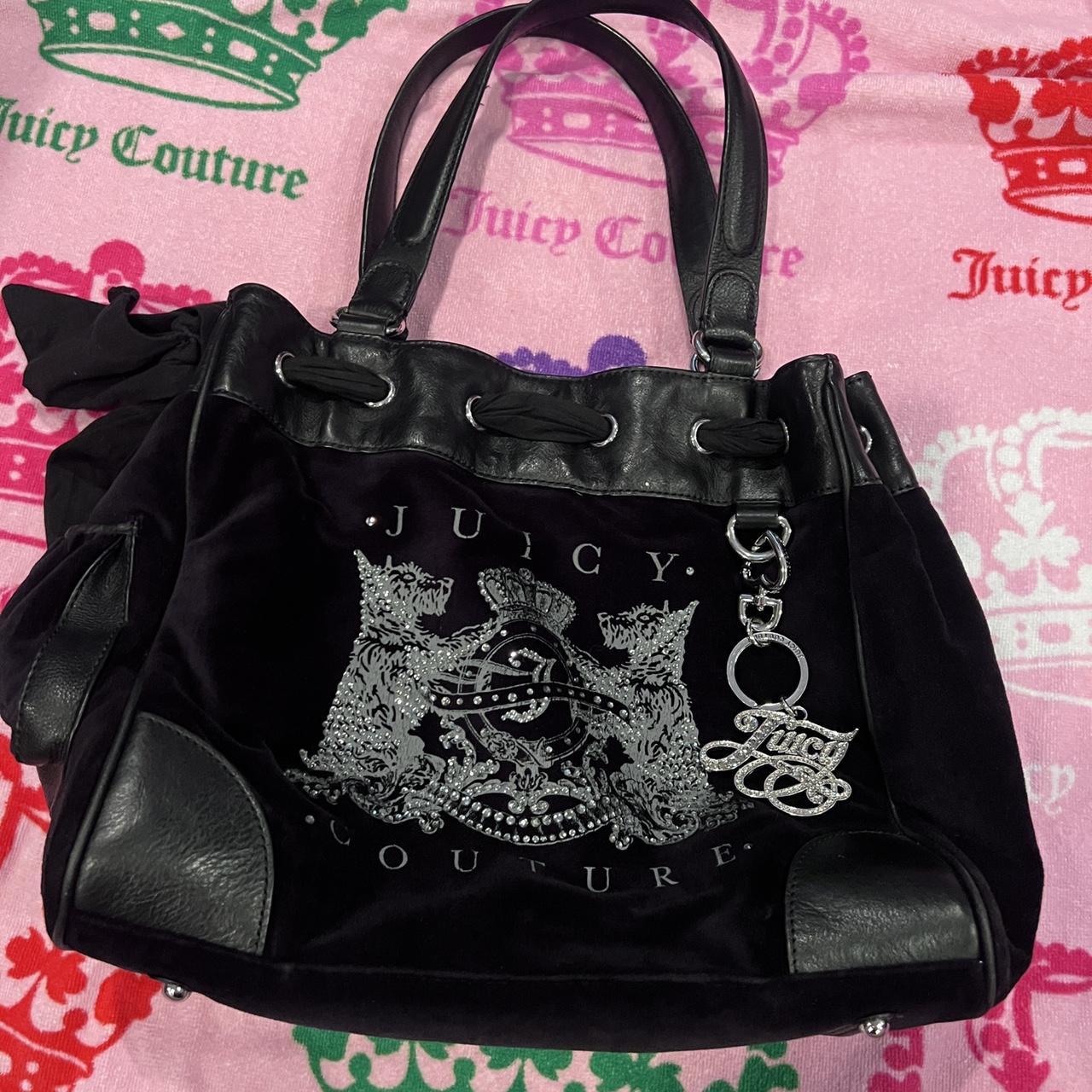 Vintage Black Juicy Couture Purse Bag Handbag Velour... - Depop