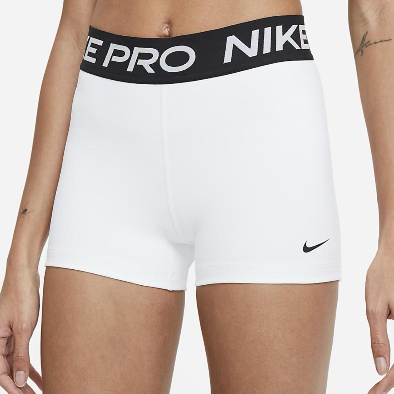 white Nike pro 3inch shorts worn maybe once, perfect... - Depop