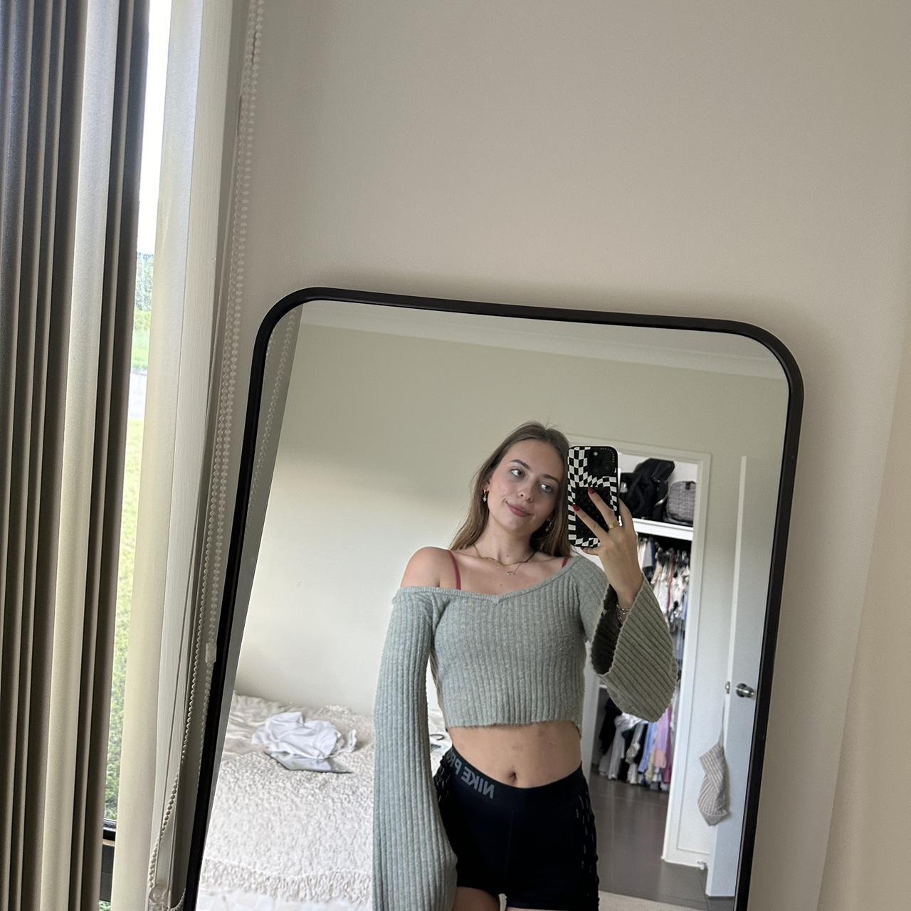 glassons green off the shoulder knit. super soft and... - Depop