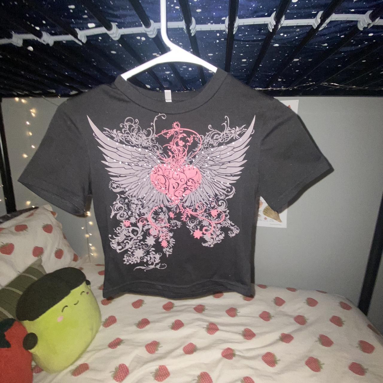 emo grunge bedazzled crop top -originally from amazon - Depop