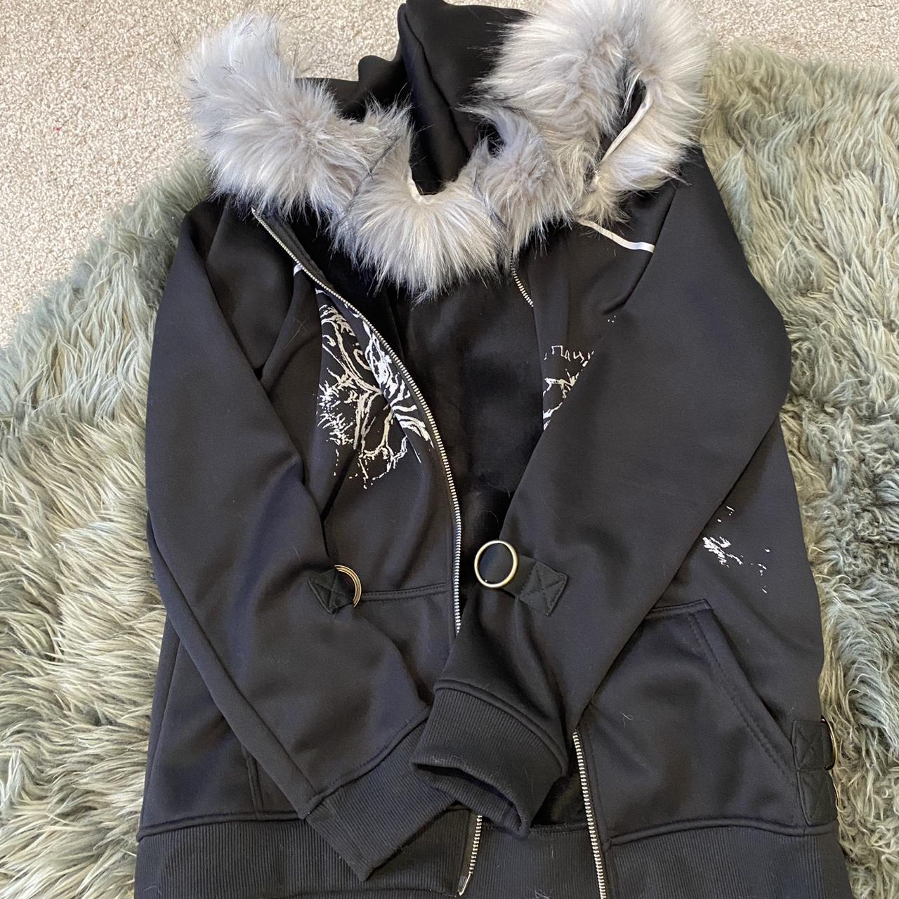 PLS DM BEFORE BUYING! fur hood zip up hoodie selling... | Depop