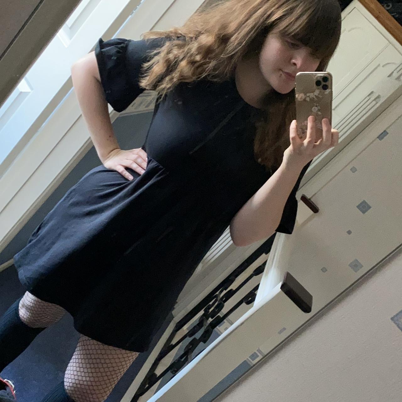 Basic black mini skater dress with cute sleeves.... - Depop