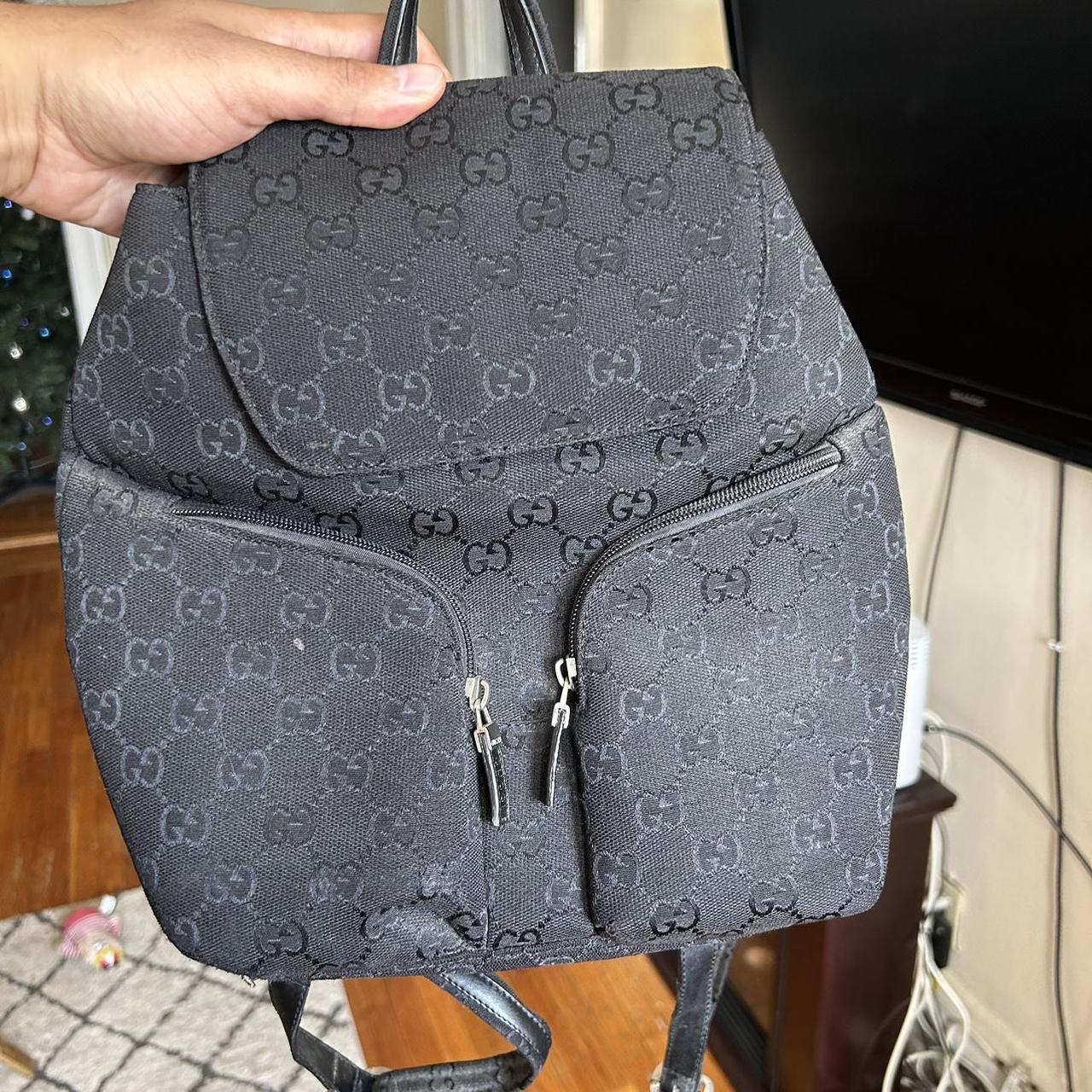 Black on Black Gucci Vintage monogrammed backpack... - Depop