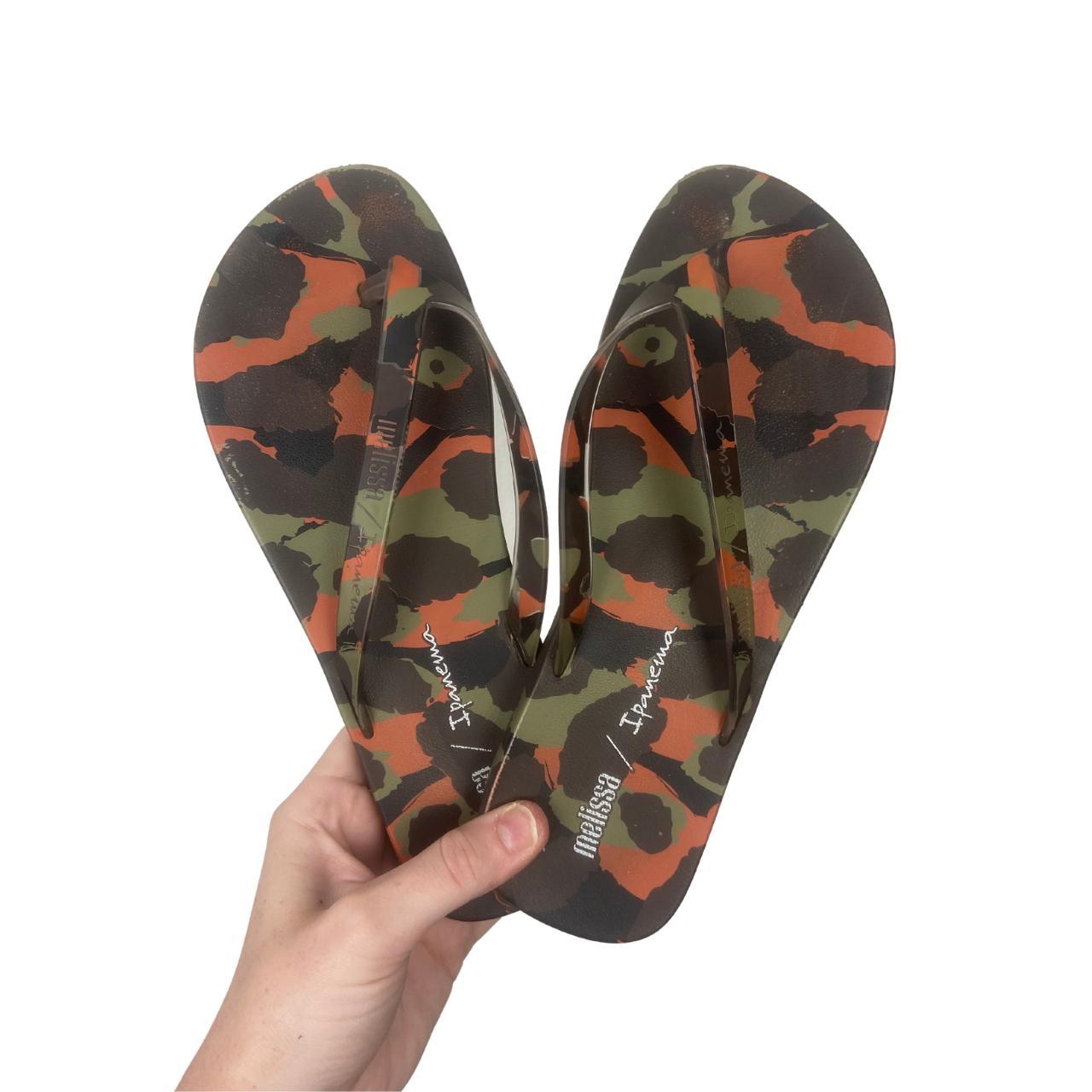 Melissa Women's Green and Orange Flipflops | Depop