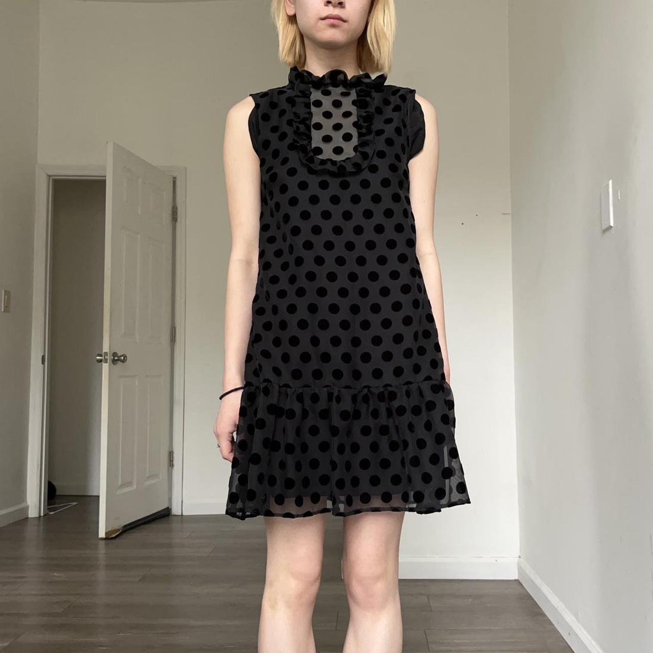 Anthropologie Corey Lynn Calter Black Polka Dot Drop... - Depop