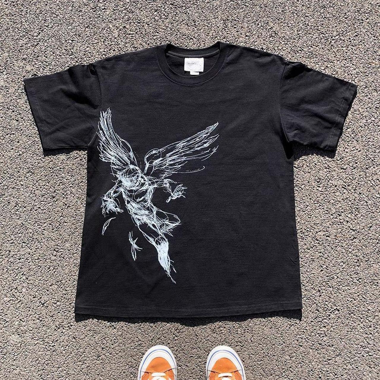 Angel graphic tee y2k vintage retro style black... | Depop