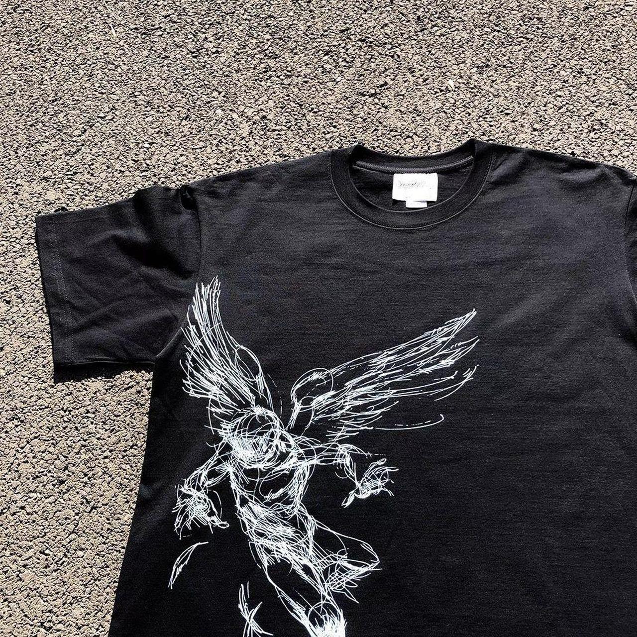 Angel graphic tee y2k vintage retro style black... | Depop