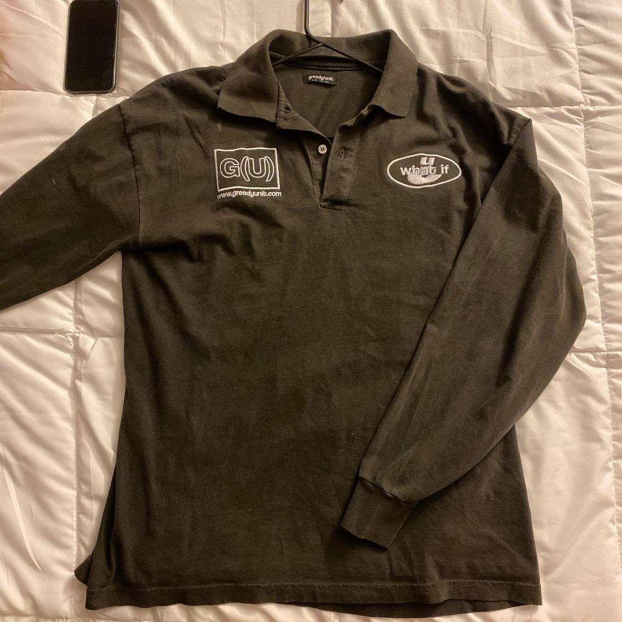 Greedy unit black long sleeve polo shirt #streetwear | Depop