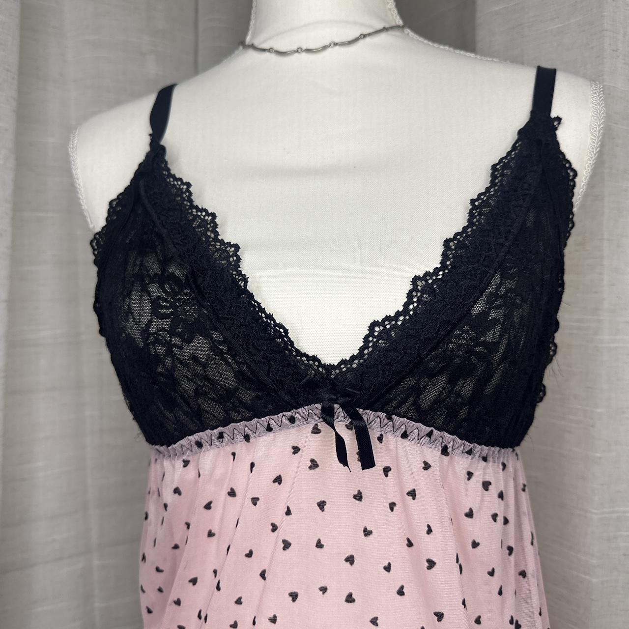 vintage pink lacey valentines slip dress - super... | Depop