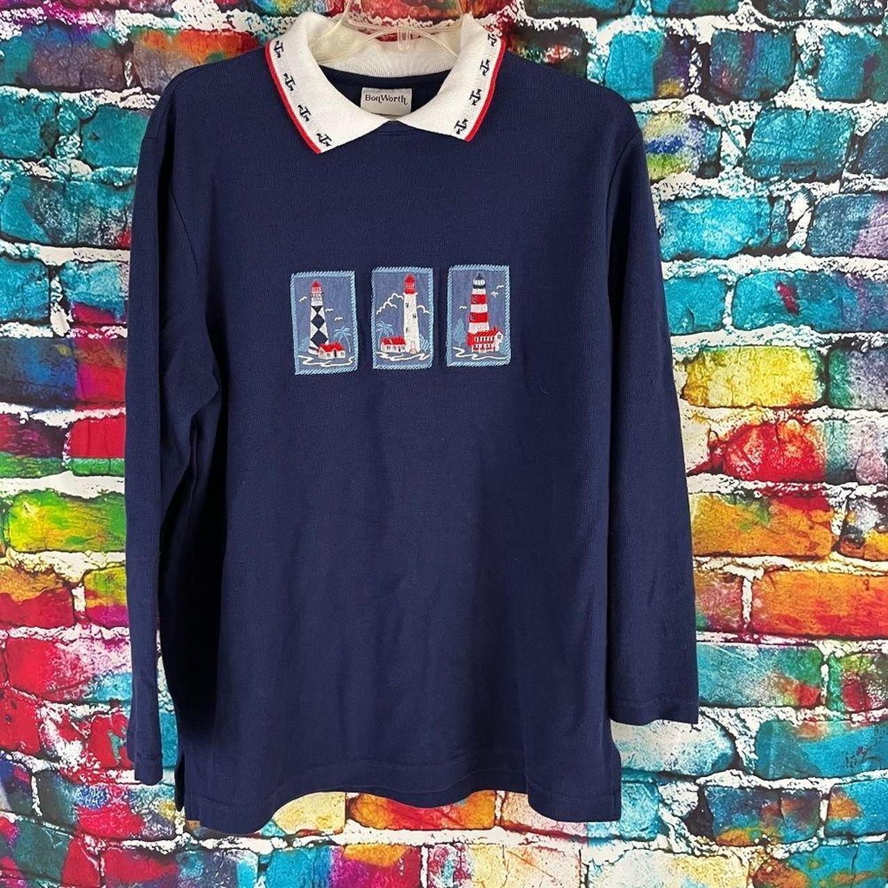 BonWorth Lighthouse Collared Sweatshirt Sweater... - Depop