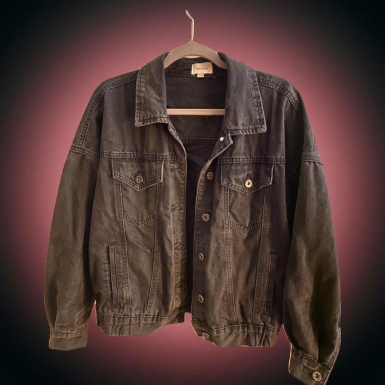 Super cool black denim jacket- looks more grey on... - Depop