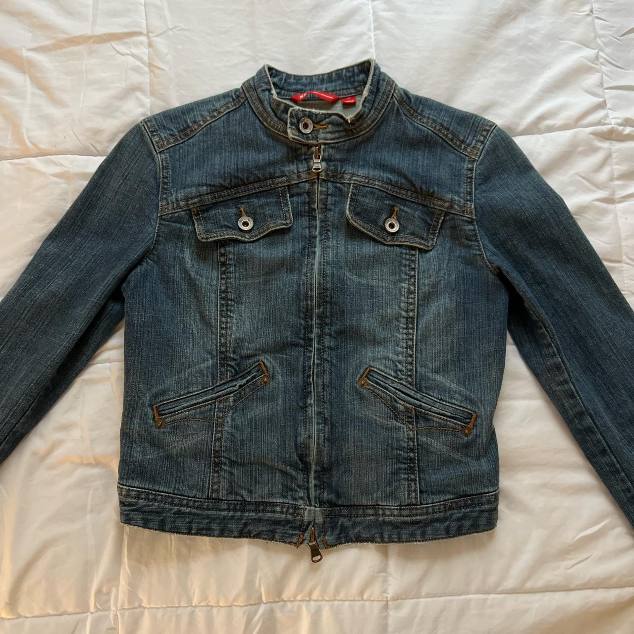 super cool denim moto jacket by x2 denim laboratory.... - Depop