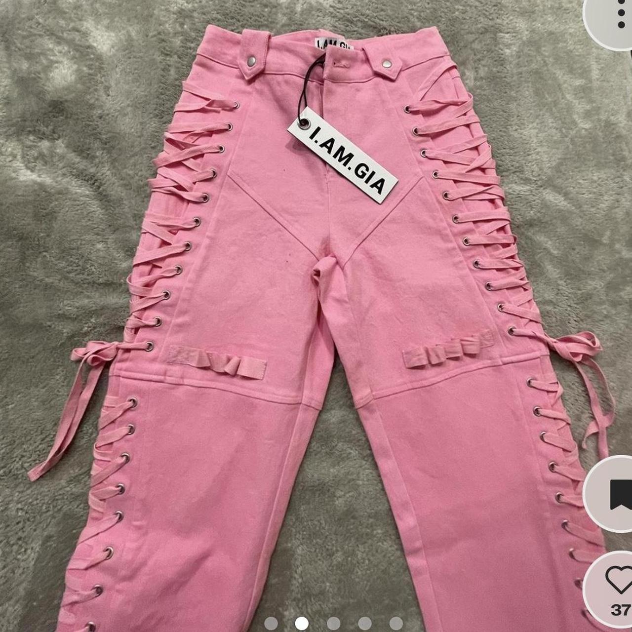 I AM GIA pink tie up pants #IAMGIA #hotpink #trendy... - Depop