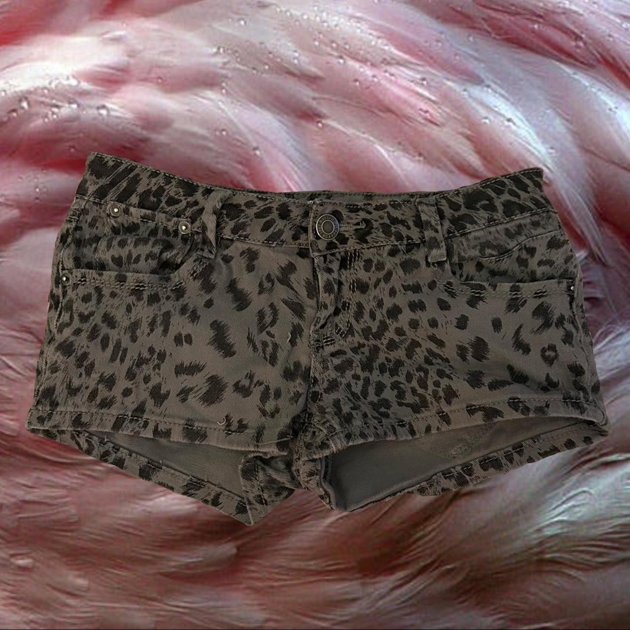 Target Mossimo brand grey leopard denim booty... - Depop