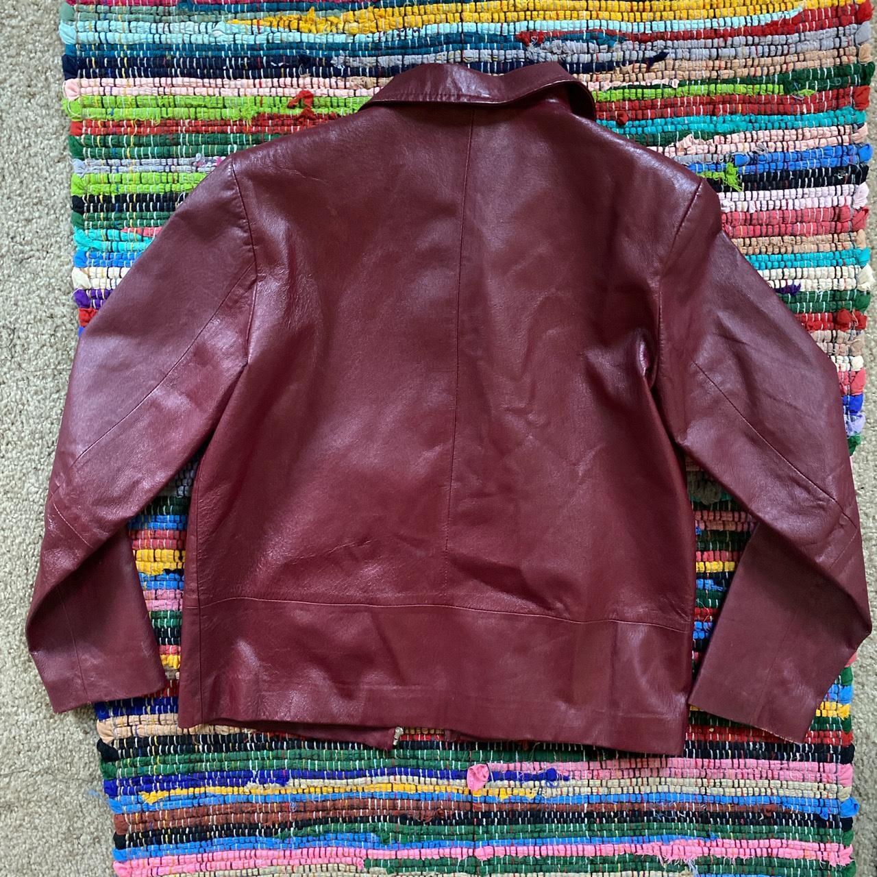 Beautiful burgundy leather jacket In perfect... - Depop
