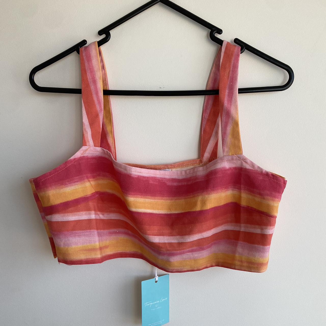 Turquoise lane Sunset stripe crop BNWT - Size... - Depop