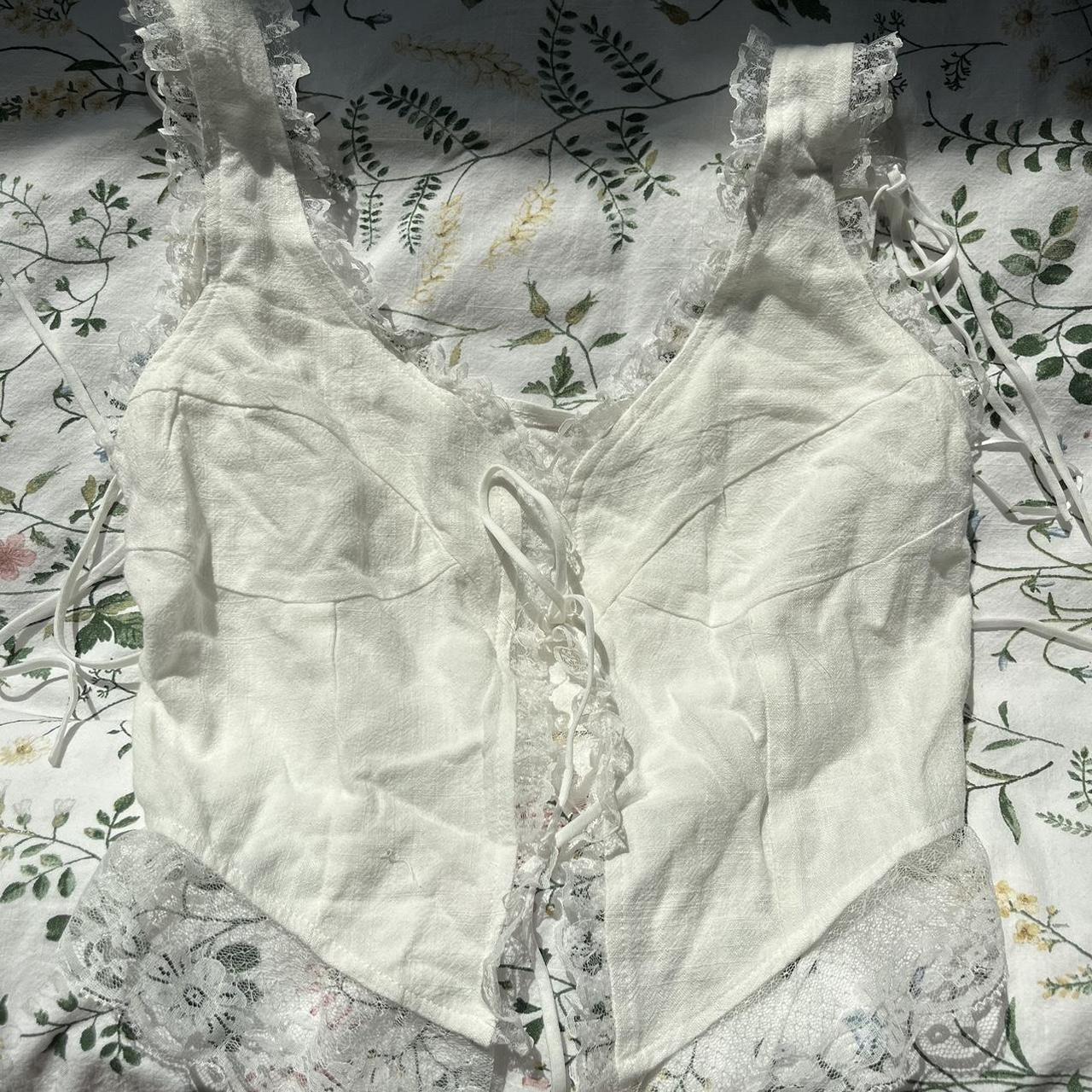 white cottagecore top originally got this from... - Depop