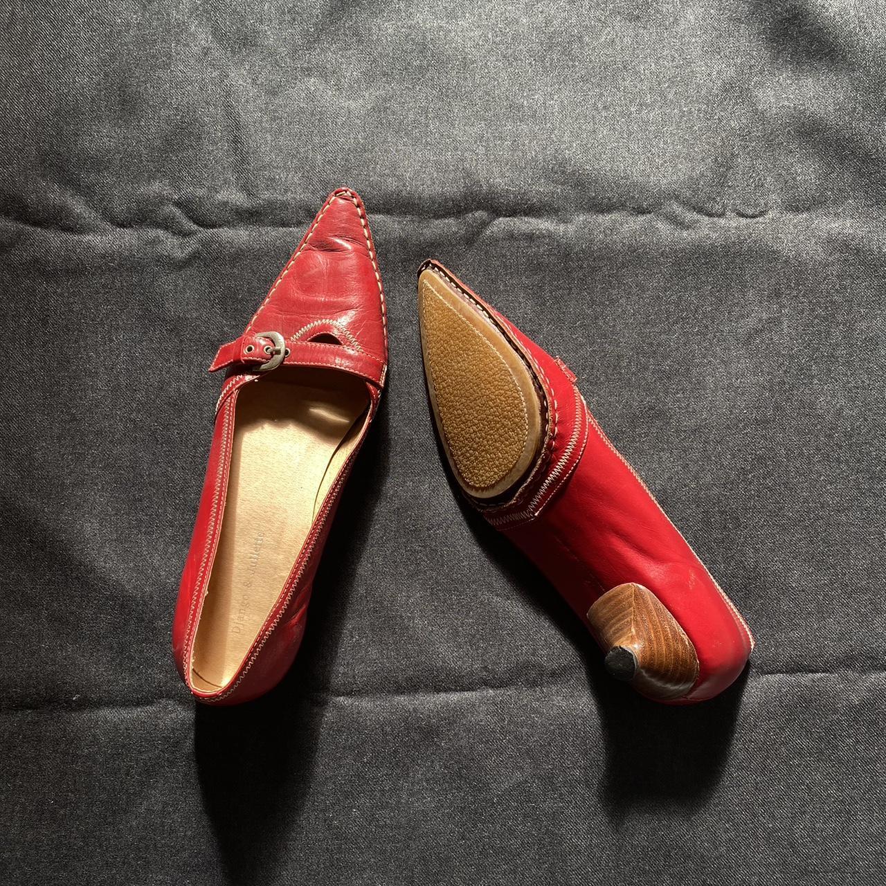 cherry red django & juliette pointed kitten heels. i... - Depop