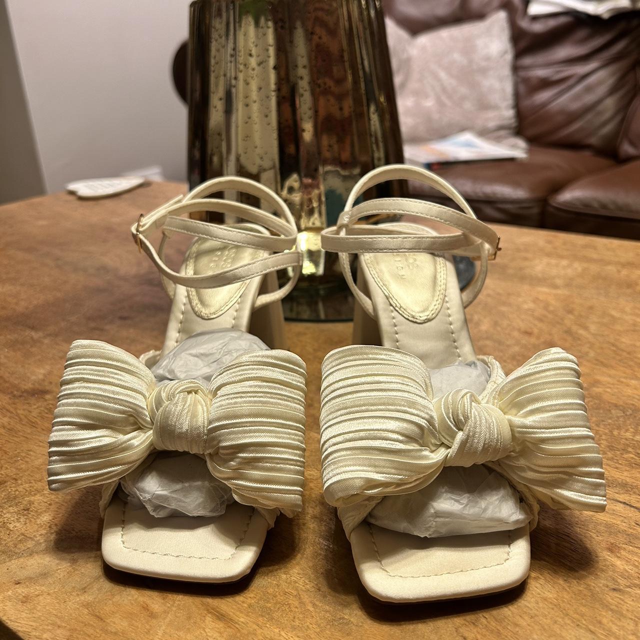 ASOS Ivory Bow Heels Brand new, never worn. 8cm... - Depop